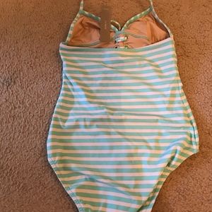 J. Crew | Swim | Jcrew Sailorstripe Laceup Onepiece Swimsuit Si | Poshmark